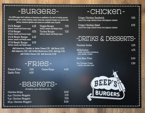 Beep’s Burgers Opens in Blackhawk Plaza in Danville – Beyond the Creek